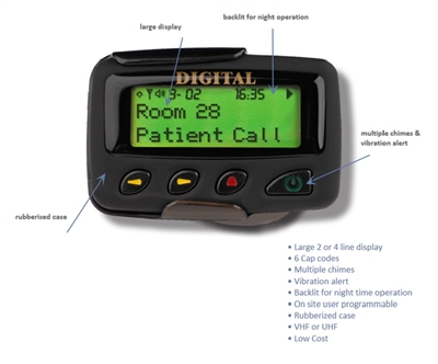 Digital AlphaNumeric Pager 6 cap code VHF | Nurse Call Online